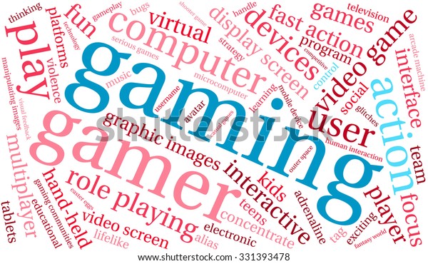 Gaming Word Cloud On White Background Stock Vector (Royalty Free ...