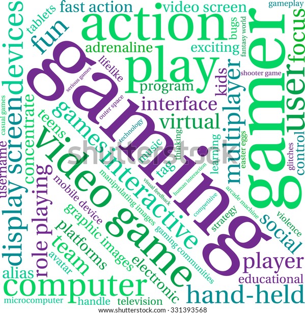 Gaming Word Cloud On White Background Stock Vector (Royalty Free ...