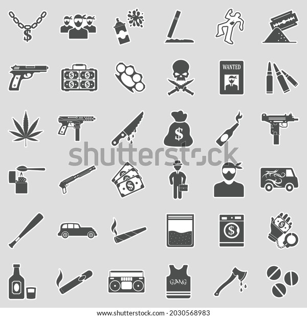 Gang Icons Sticker Design Vector Illustration Stock Vector (Royalty ...