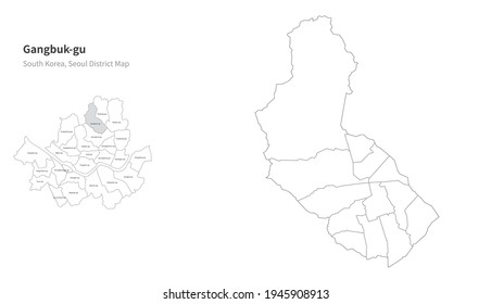 Gangbukgu Map Seoul District Map Vector Stock Vector (Royalty Free ...