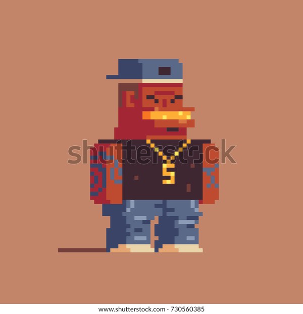 Gangsta Rap Star Character Pixel Art 스톡 벡터(로열티 프리) 730560385 | Shutterstock
