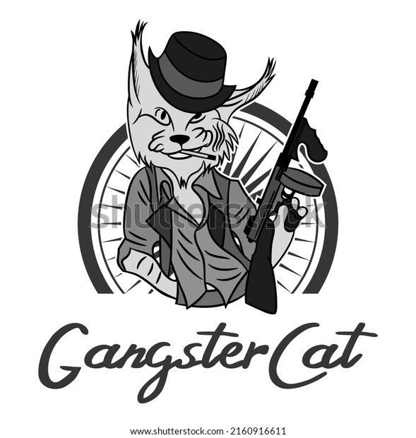 Gangster Cat Vector Layered Clipart Black: เวกเตอร์สต็อก (ปลอดค่า ...