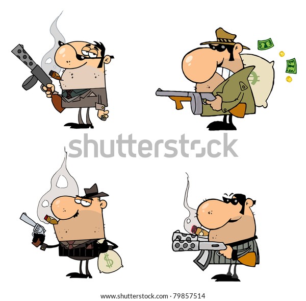 Gangsters Cartoon Charactersvector Collection Stock Vector (Royalty ...