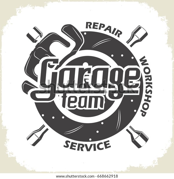 Garage Team Service Logo Design Monochrome Stock Vector (Royalty Free ...