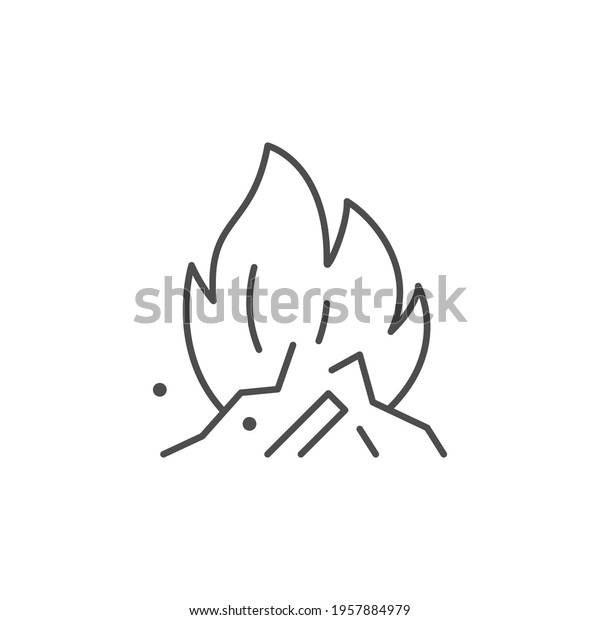 Garbage Burning Line Outline Icon Stock Vector (Royalty Free ...