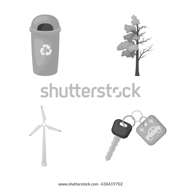 Garbage Can Diseased Tree Wind Turbine Stock Vector (Royalty Free ...