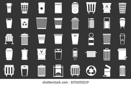 Garbage Can Icon Set Simple Set Stock Vector (Royalty Free) 735002149