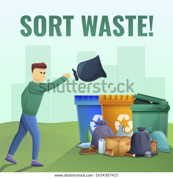 Garbage Concept Background Cartoon Illustration Garbage Stock Vector ...