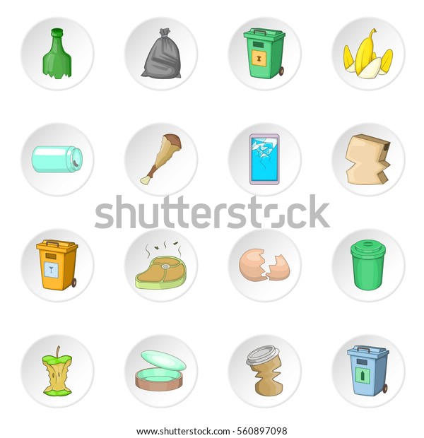 Garbage Items Icons Set Cartoon Illustration Stock Vector (Royalty Free ...