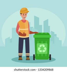 Garbage Man Trash Container Recycling Concept Stock Vector (Royalty ...