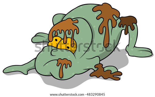 Garbage Monster Colored Cartoon Illustration Vector Stock Vector ...