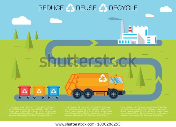 Garbage Sorting Recycling Bins Truck Shipping Stock Vector (Royalty ...