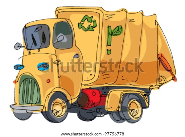 Garbage Truck Cartoon Stock Vector (Royalty Free) 97756778
