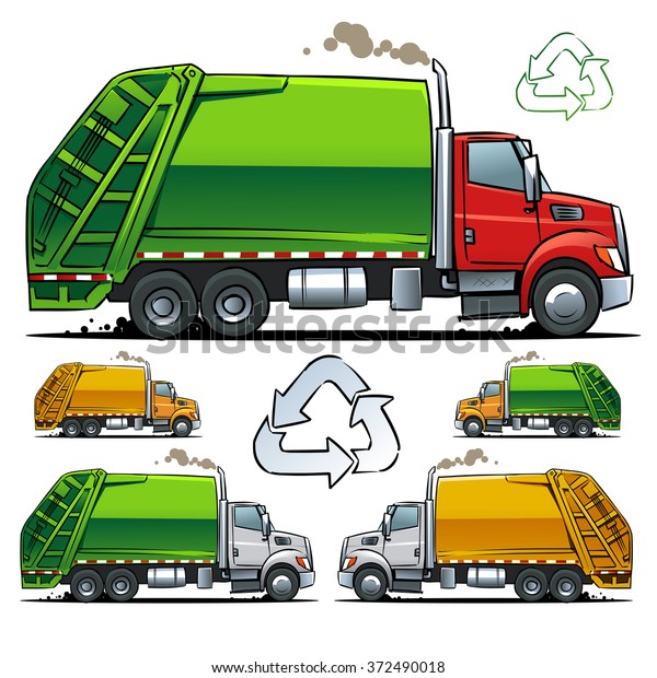 Garbage Truck Side View Illustration Stock Vector (Royalty Free ...