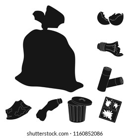 Garbage Waste Black Icons Set Collection Stock Illustration 1262032438 ...