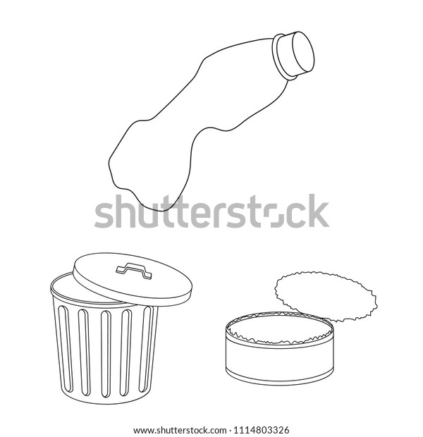Garbage Waste Outline Icons Set Collection Stock Vector (Royalty Free ...