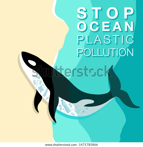 Garbage Whale Lying On Beach Ecological Stock Vector (Royalty Free ...