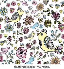 Garden Birds Pattern Stock Vector (Royalty Free) 409760680 | Shutterstock