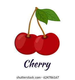 Vektor Stok Cartoon Cherry Flashcard Worksheet Children Education ...