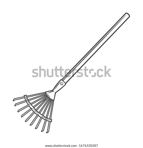 Garden Rake Outline Icon Garden Tools Stock Vector (Royalty Free ...