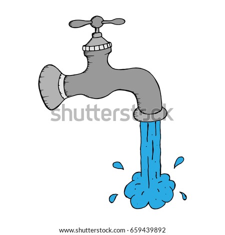 Garden Tap Running Water Hand Drawn Stock Vector (Royalty Free ...
