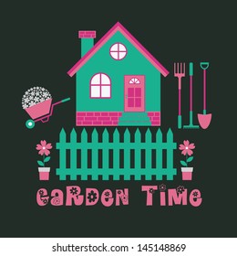 Garden Time Card Design Vector Illustration Stock Vector (Royalty Free ...