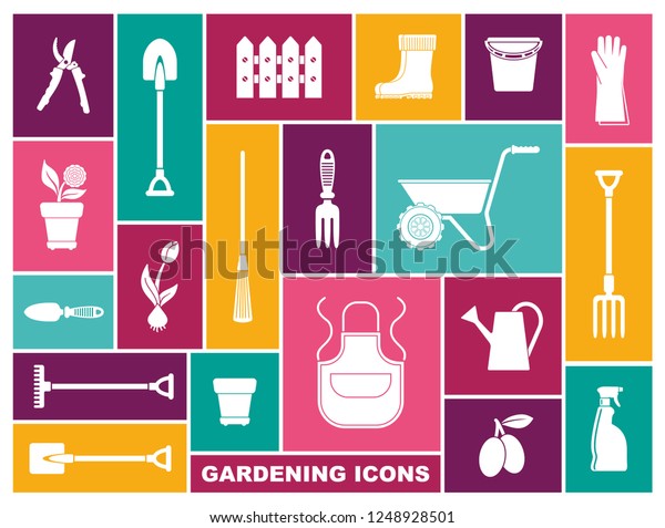 Garden Tools Equipment Symbols Vector Illustration Stock Vector ...