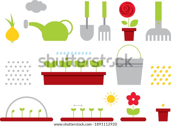 Garden Vector Set Symbols Plants Agriculture Stock Vector (Royalty Free ...