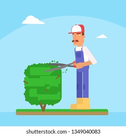 Gardener Cutting Tree Cartoon Vector Illustration Stock Vector (Royalty ...