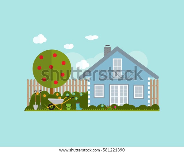 Gardening Flat Background Vector Illustration Garden Stock Vector ...