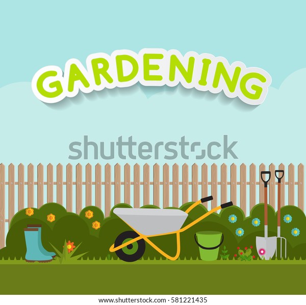 Gardening Flat Background Vector Illustration Garden Stock Vector ...