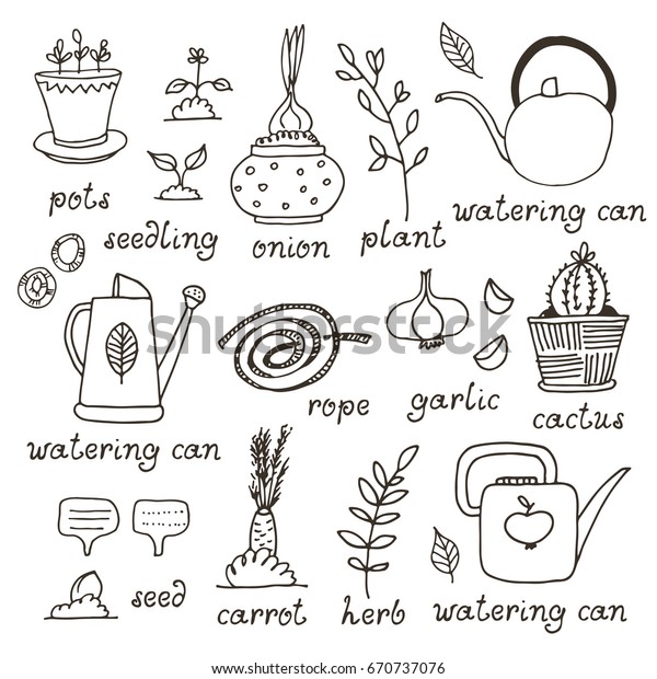 Gardening Horticulture Vector Set Equipment Tools Stock Vector (Royalty ...
