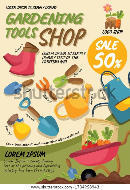 Gardening Tools Poster Stock Vector (Royalty Free) 1734958943 ...