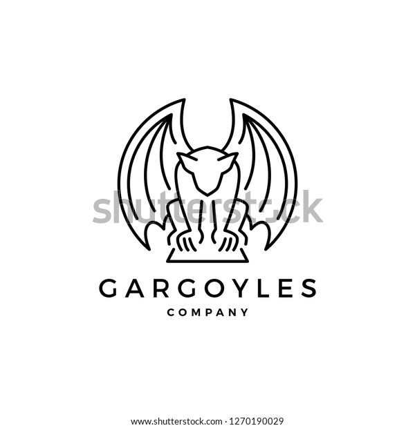 Gargoyles Gargoyle Logo Vector Outline Illustration 库存矢量图（免版税 ...
