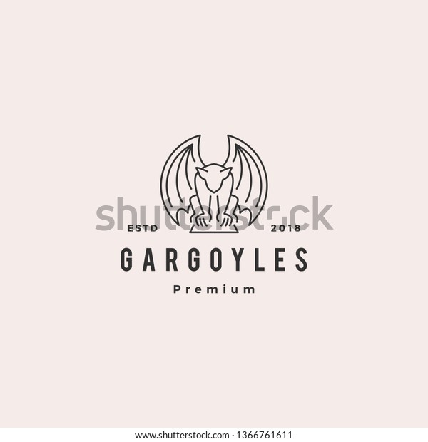 Gargoyles Gargoyle Logo Vector Outline Illustration: เวกเตอร์สต็อก ...