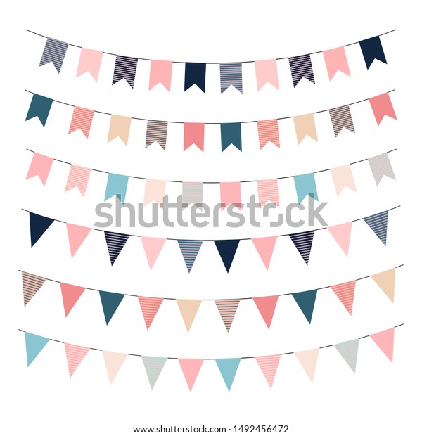 Garland Flags Printable Template Flags Happy Stock Vector (Royalty Free ...