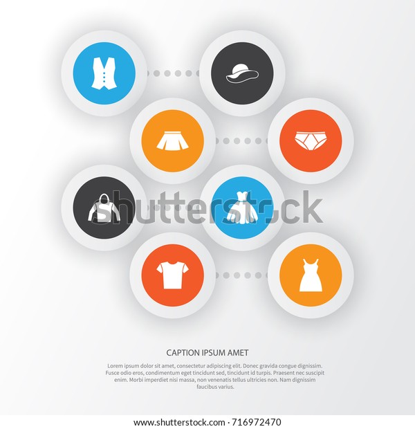 Garment Icons Set Collection Casual Sarafan Stock Vector (Royalty Free ...