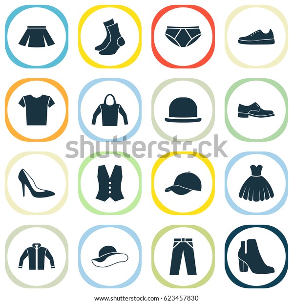 Garment Icons Set Collection Stylish Apparel Stock Vector (Royalty Free ...