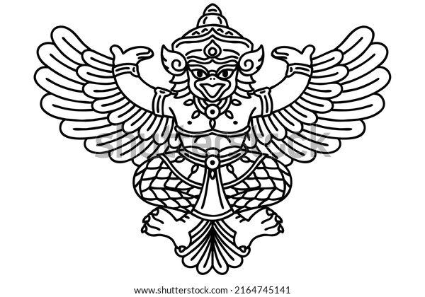 Vektor Stok Garuda Vector Line Art Illustration Garuda (Tanpa Royalti ...