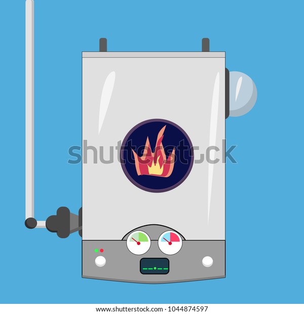 Gas Boiler On Blue Background Fire Stock Vector (Royalty Free ...