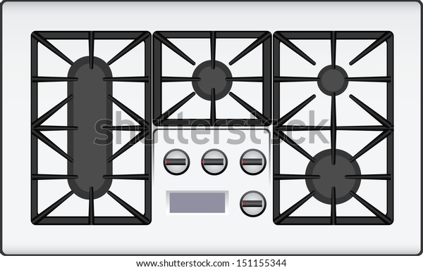 Gas Cooker Double Hob Vector Illustration Stock Vector (Royalty Free ...