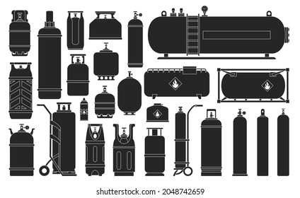 Gas Cylinder Vector Black Set Icon Stock Vector (Royalty Free ...