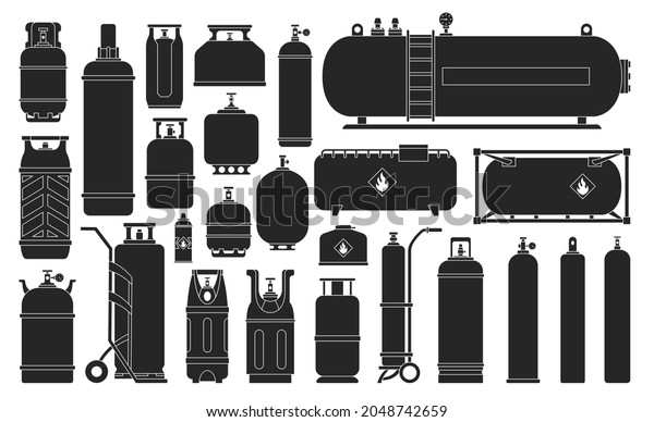 Gas Cylinder Vector Black Set Icon Stock Vector (Royalty Free ...