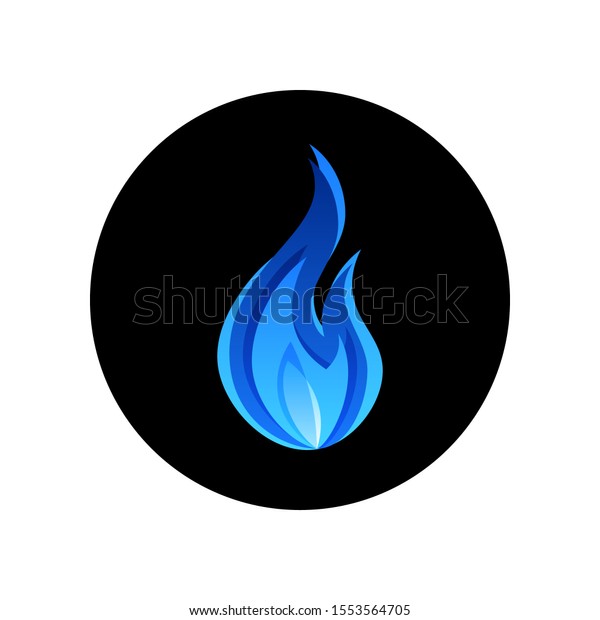 Gas Flame Icon Blue Fire Pictogram Stock Vector (Royalty Free ...