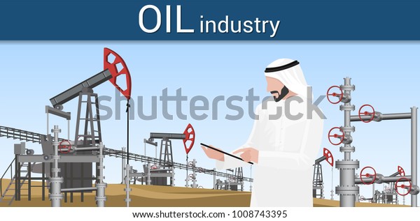 Gas Industry Arab Man Controls Production Stock Vector (Royalty Free ...