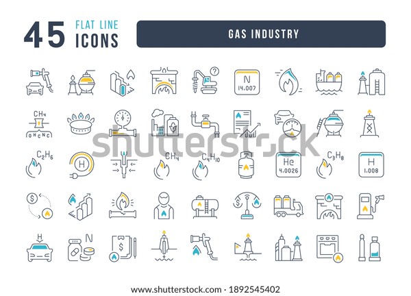 Gas Industry Collection Perfectly Thin Icons Stock Vector (Royalty Free ...