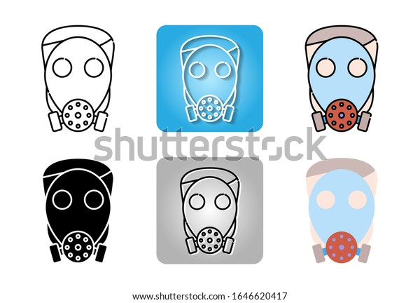 Gas Mask Icon Set Isolated On Stock Vector (Royalty Free) 1646620417 ...
