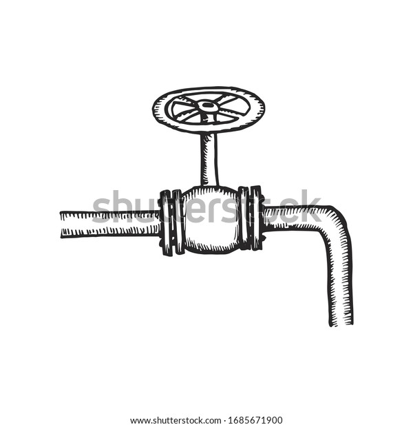Gas Pipe Valve Sketch Drawing On Stock Vector (Royalty Free) 1685671900 ...