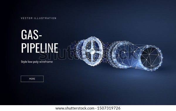 Gas pipeline low poly landing page template. Energy resources ...