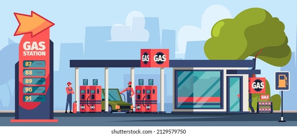 Petrol service station cartoon: ilustraciones, imágenes y vectores de ...